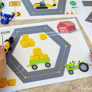 2D Shapes Printable Road Mat for Boys. Construction Truck Tracing ...