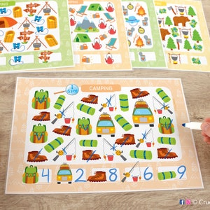 Camping I Spy Counting Activity. Preschool Learning Worksheets ...