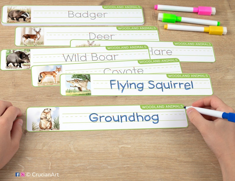 Woodland Animals Handwriting Worksheets: Printable Vocabulary Activity ...