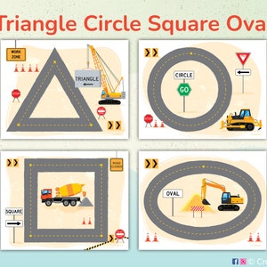 2D Shapes Printable Road Mat for Boys. Construction Truck Tracing ...
