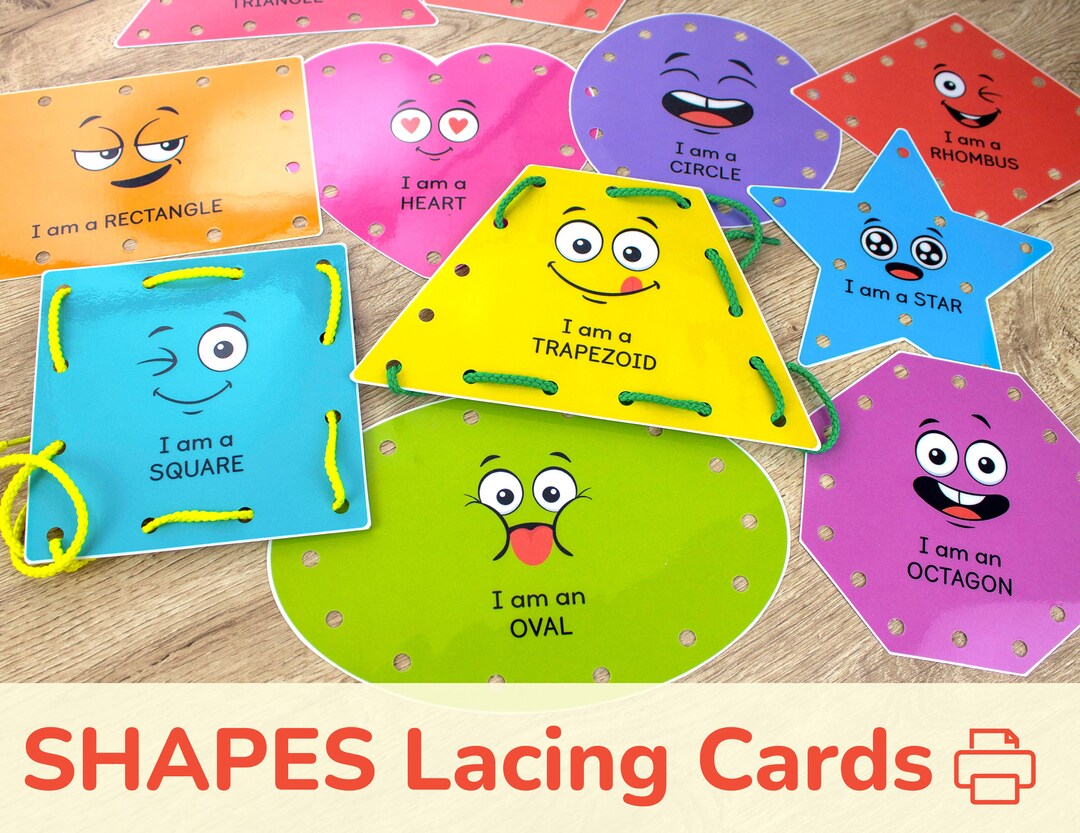 Shapes Printable Lacing Cards. Toddler and Preschool Fine - Etsy