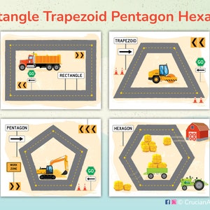 2D Shapes Printable Road Mat for Boys. Construction Truck Tracing ...