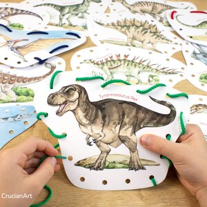 Dinosaur Lacing Cards. Dino Theme Toddler and Preschool Activity ...