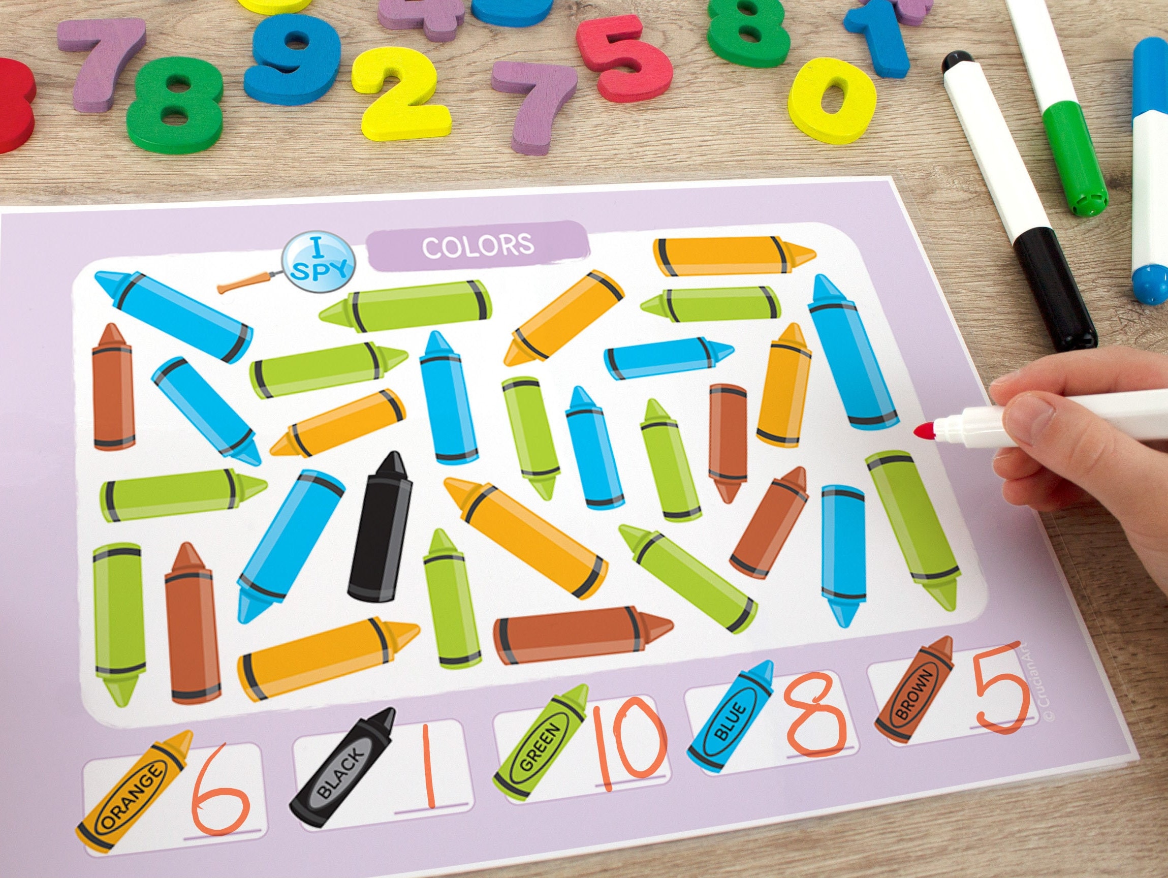 Colors I Spy Counting Activity. Crayons Color Learning - Etsy