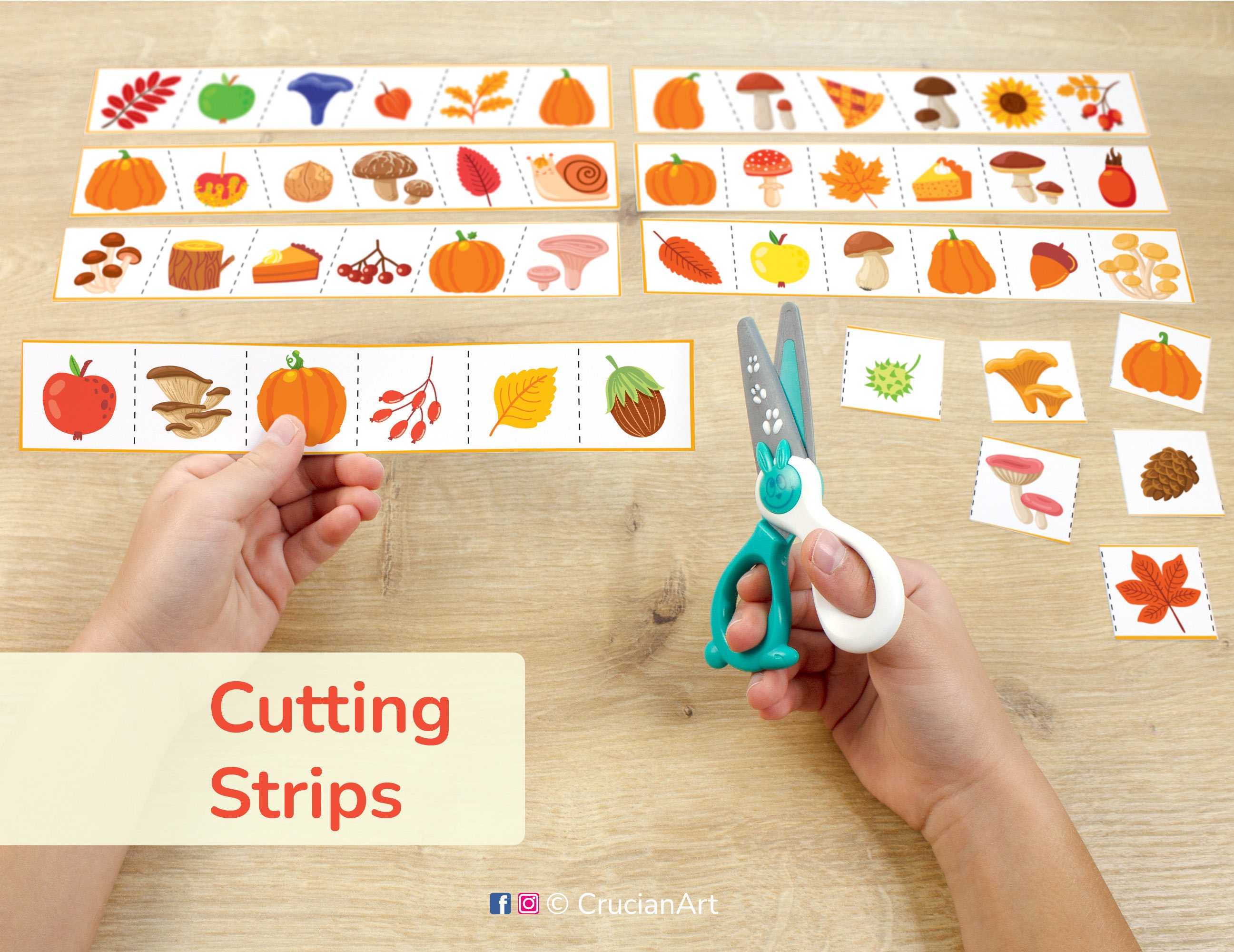 FALL Scissor Skills Activity. Autumn Preschool Kindergarten Cutting ...