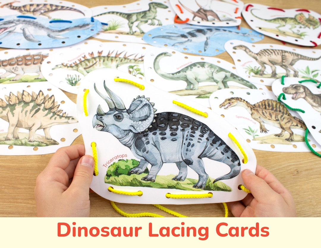 Dinosaur Lacing Cards. Dino Theme Toddler and Preschool - Etsy