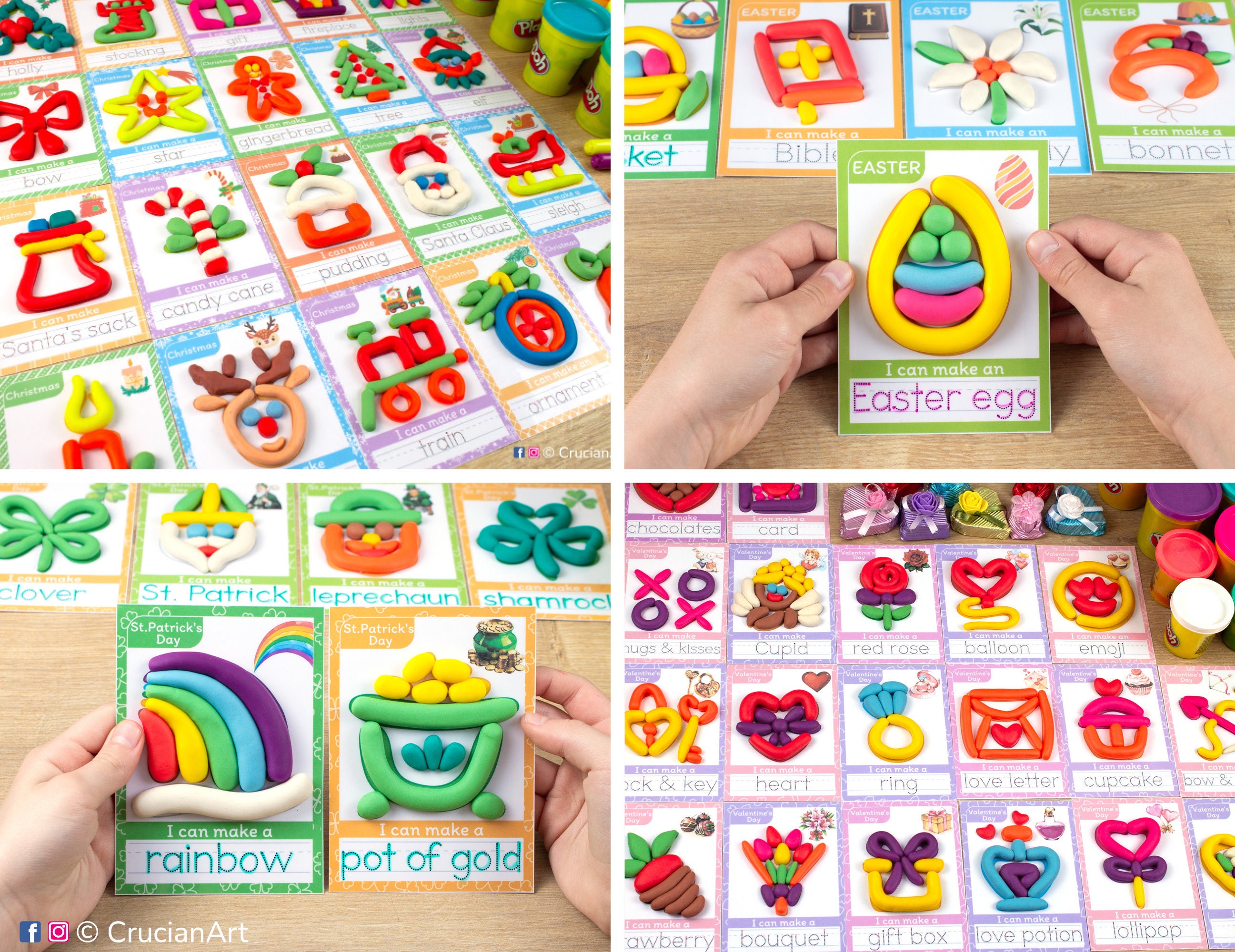 Playdough Mats Growing Bundle: Set of Printable Play Dough Mat ...
