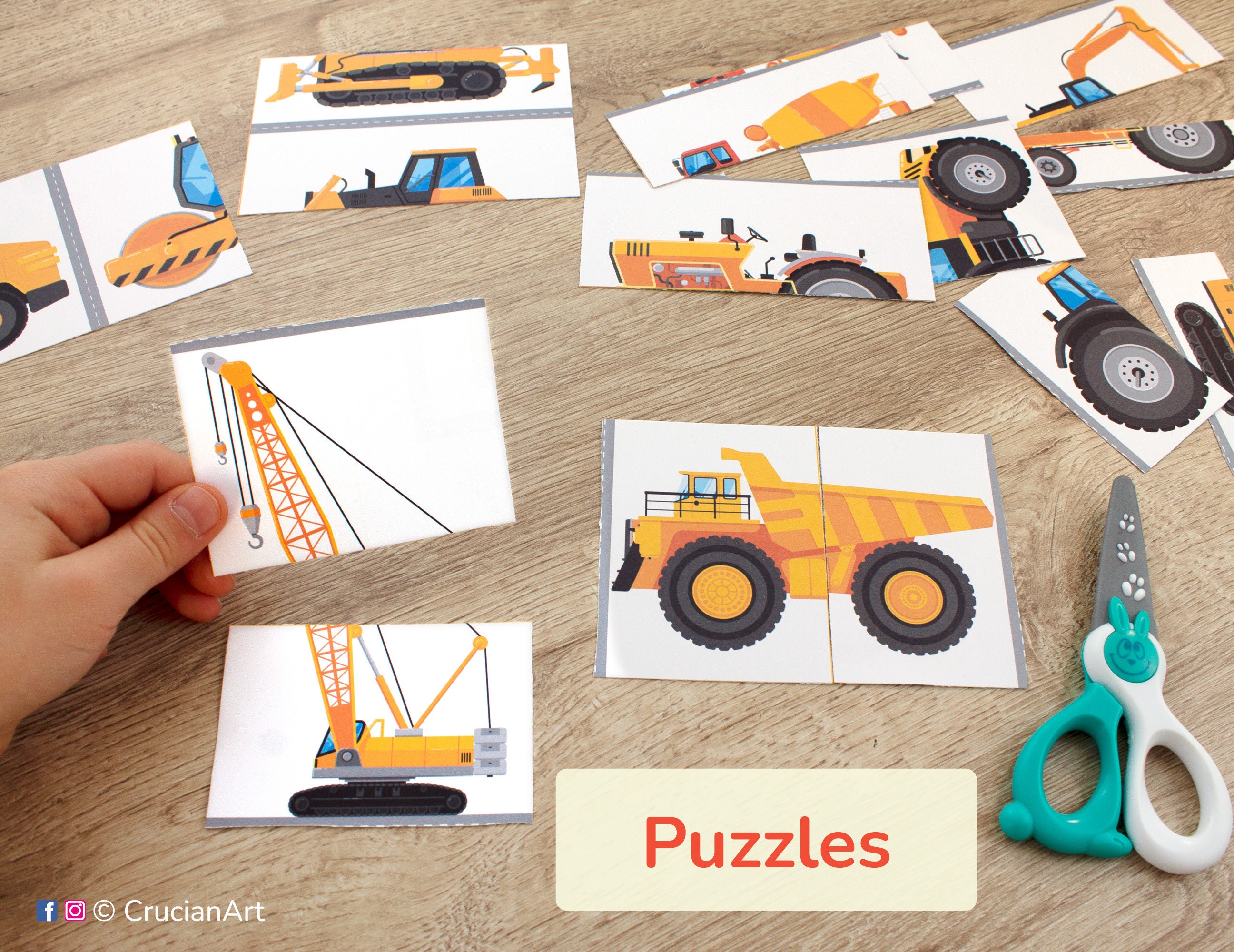 Construction Trucks Scissor Skills Activities. Printable Fine Motor ...