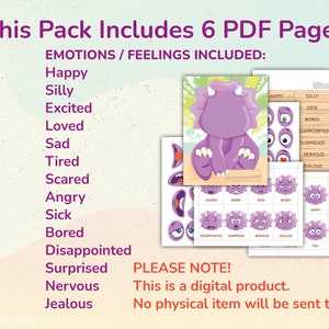 Dinosaur Themed Emotions and Feelings Printable Activity. Dino Toddler ...