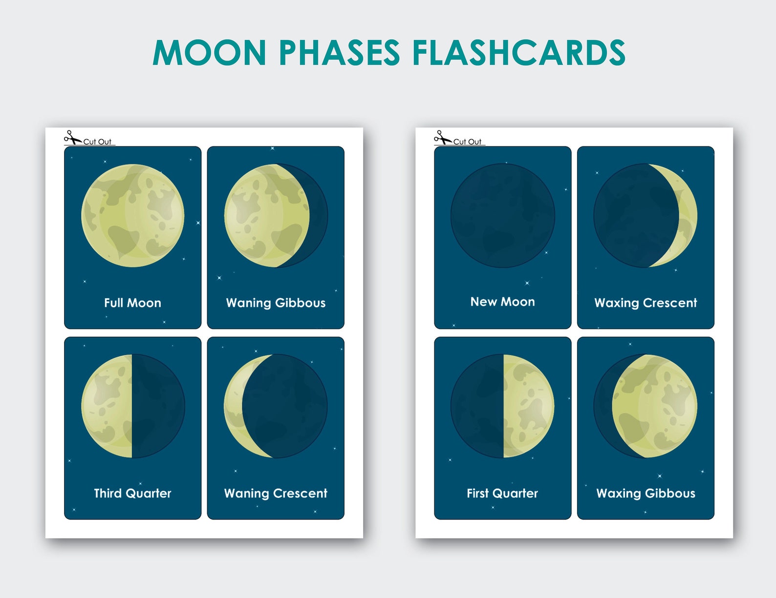 Moon Phase Printable Learning Activity Pre School - Etsy