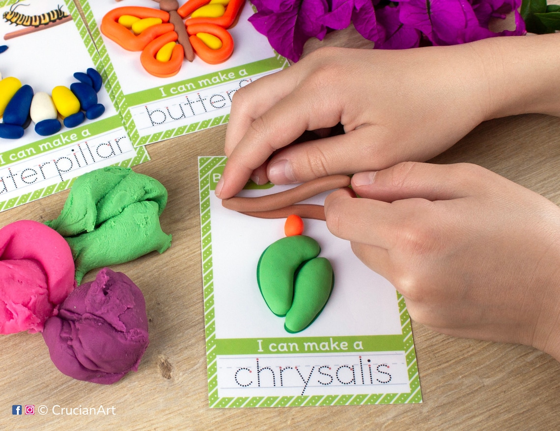 Life Cycle of Butterfly Playdough Mats: Printable Play Dough Activity ...
