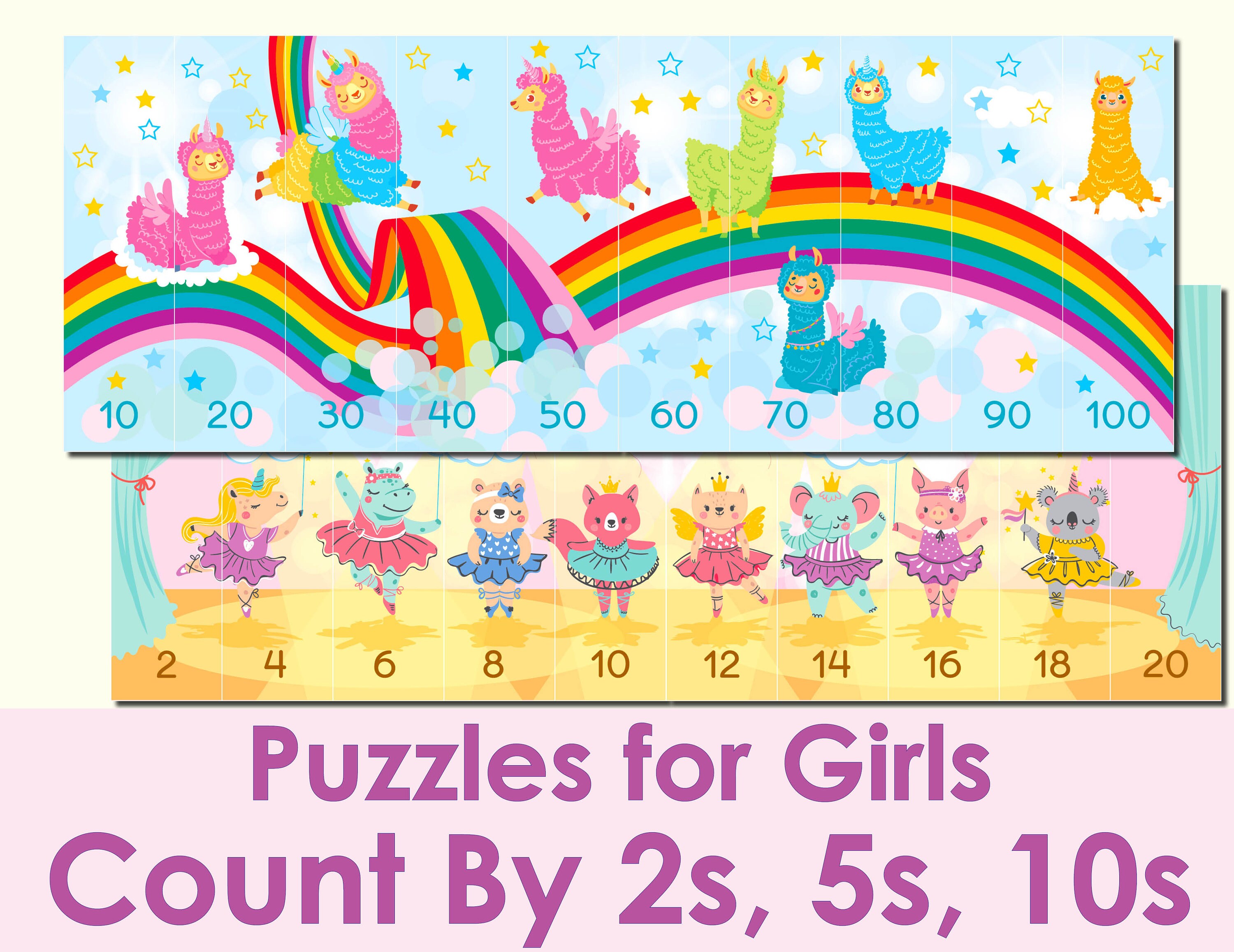 Skip Count by 2s 5s 10s. Printable Number Skip Count Puzzle - Etsy