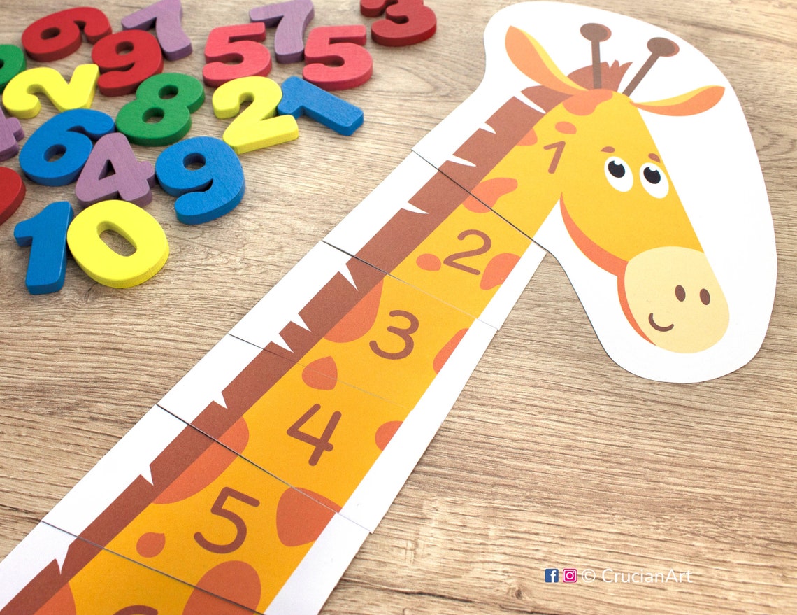 Giraffe Numbers 1-10 Printable Activity. Toddler and Preschool Number ...