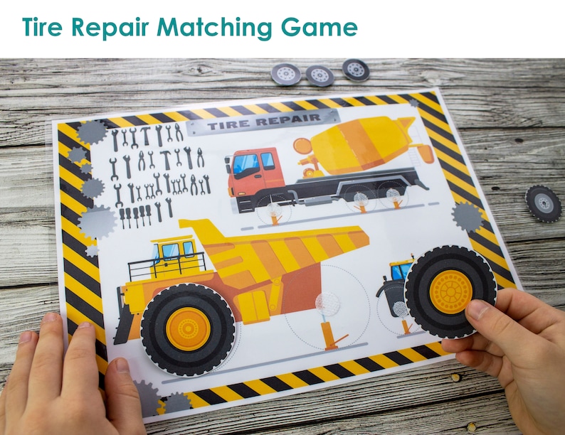 Construction Vehicles Sorting & Matching Printable Busy Book | Etsy