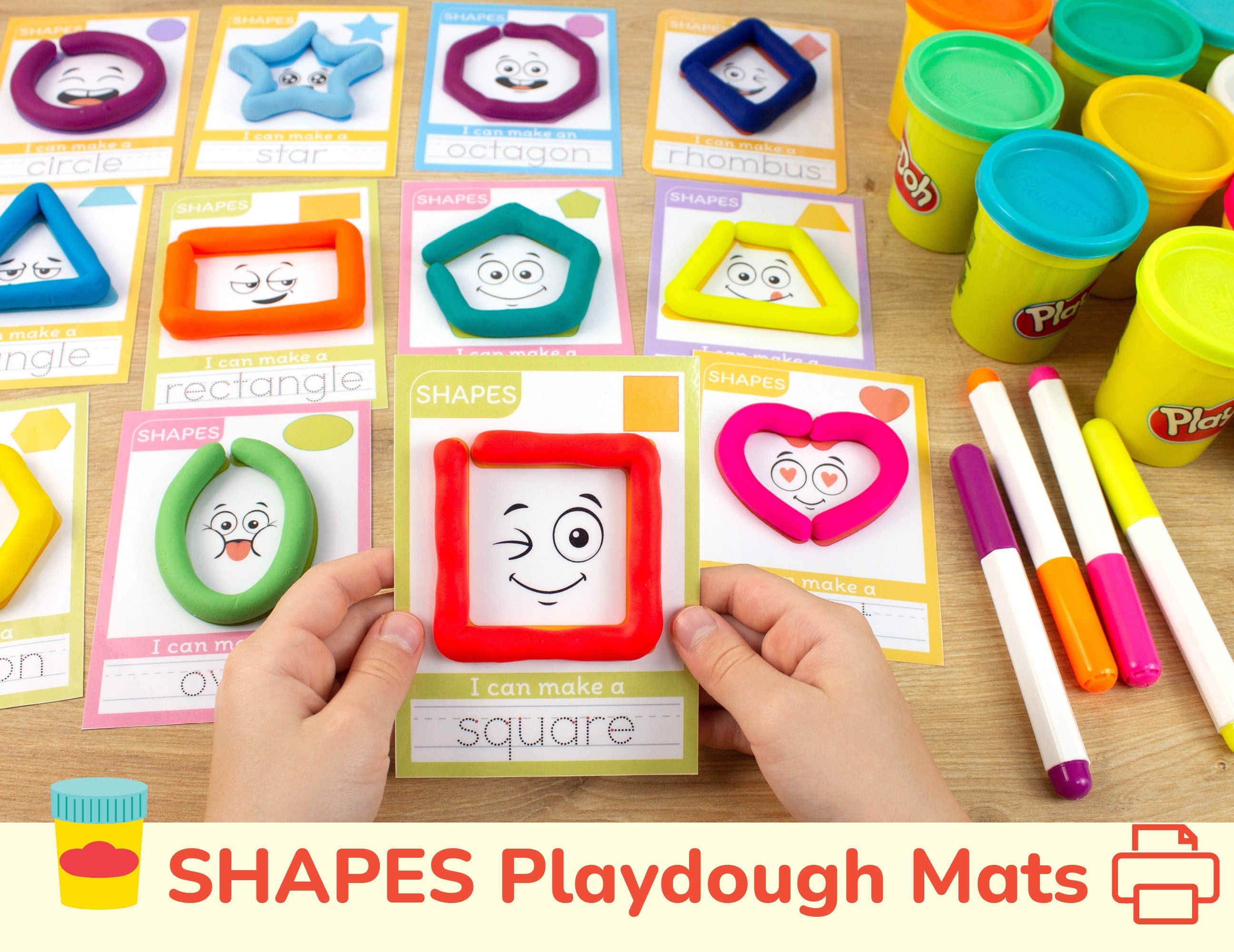 Shapes Play Dough Mats. Printable Playdough Activity. Toddler - Etsy ...