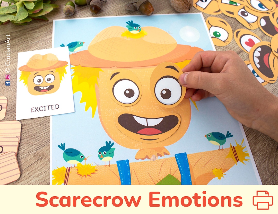 Scarecrow Emotions and Feelings Fall Printable Activity. Autumn Toddler ...