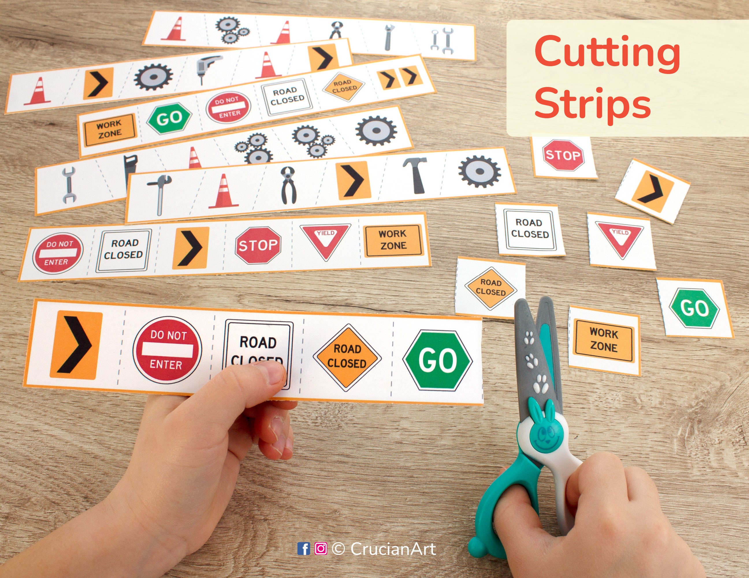 Construction Trucks Scissor Skills Activities. Printable Fine Motor ...