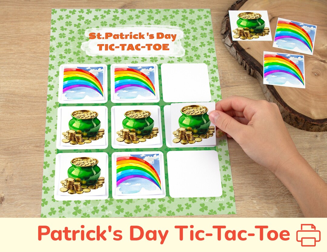 Saint Patrick's Day Tic-tac-toe Game: Preschool Kindergarten Printable ...