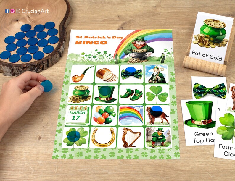 St. Patrick Day Bingo Game: Printable Preschool, Kindergarten, Toddler ...
