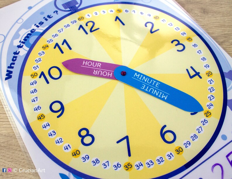 Printable Educational Clock. Learn to Tell Time Worksheet for Kid ...
