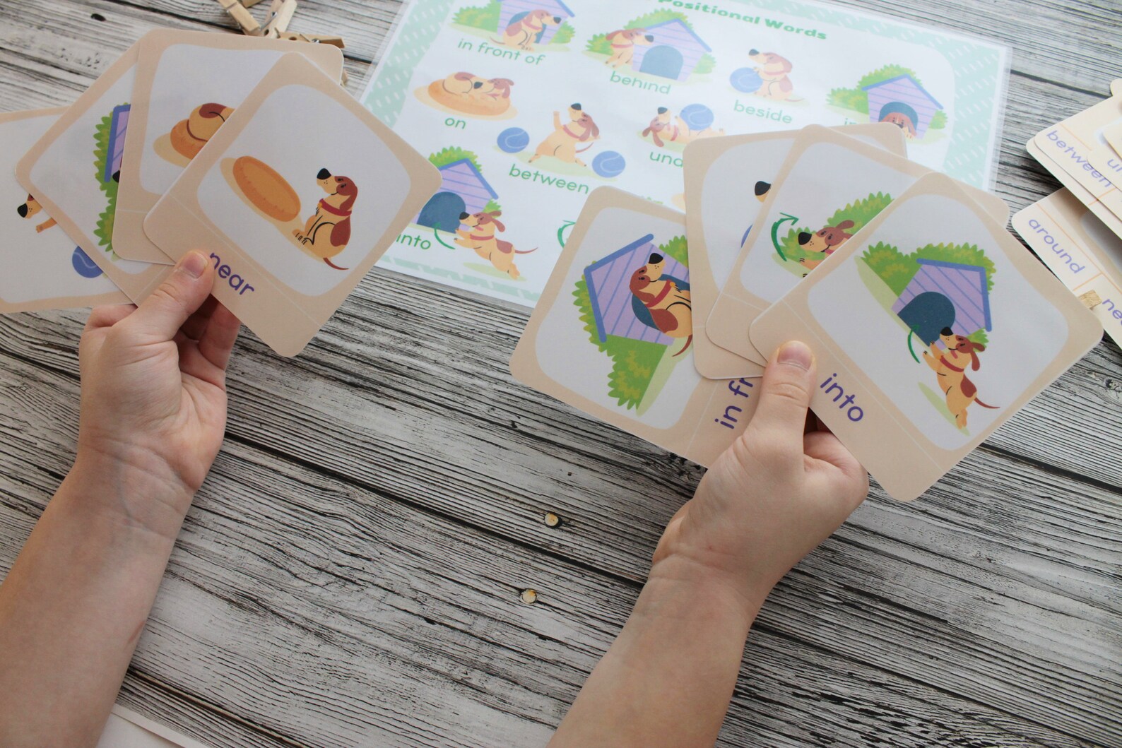 Positional Words Printable Cards. Preposition Flashcard. | Etsy