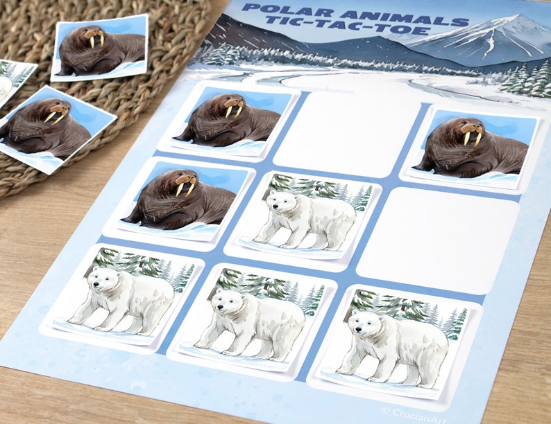 Arctic Animals Tic-tac-toe Game: Preschool, Kindergarten Printable ...