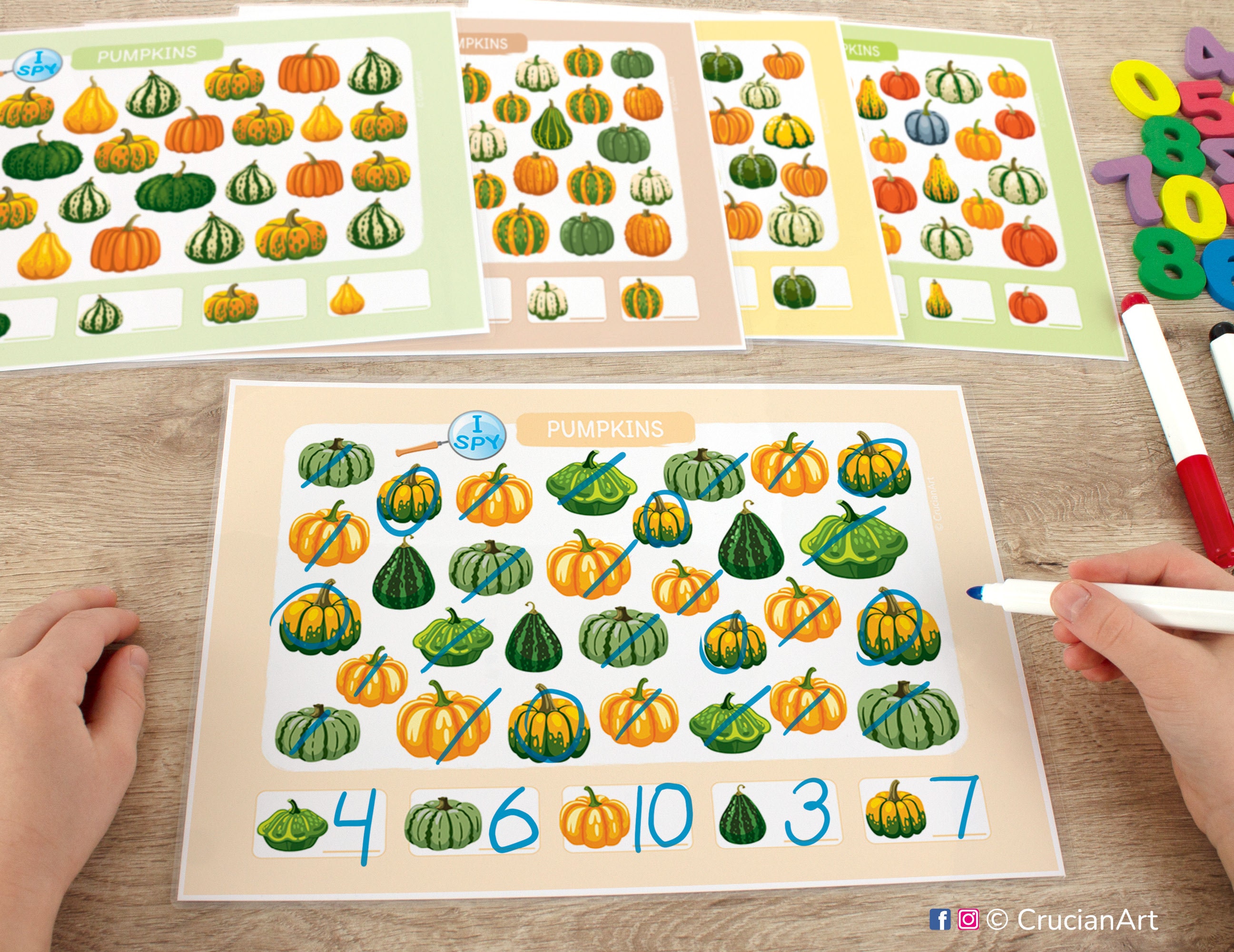 I Spy Pumpkins Counting Activity. Fall Printable Count to 10 Worksheets ...