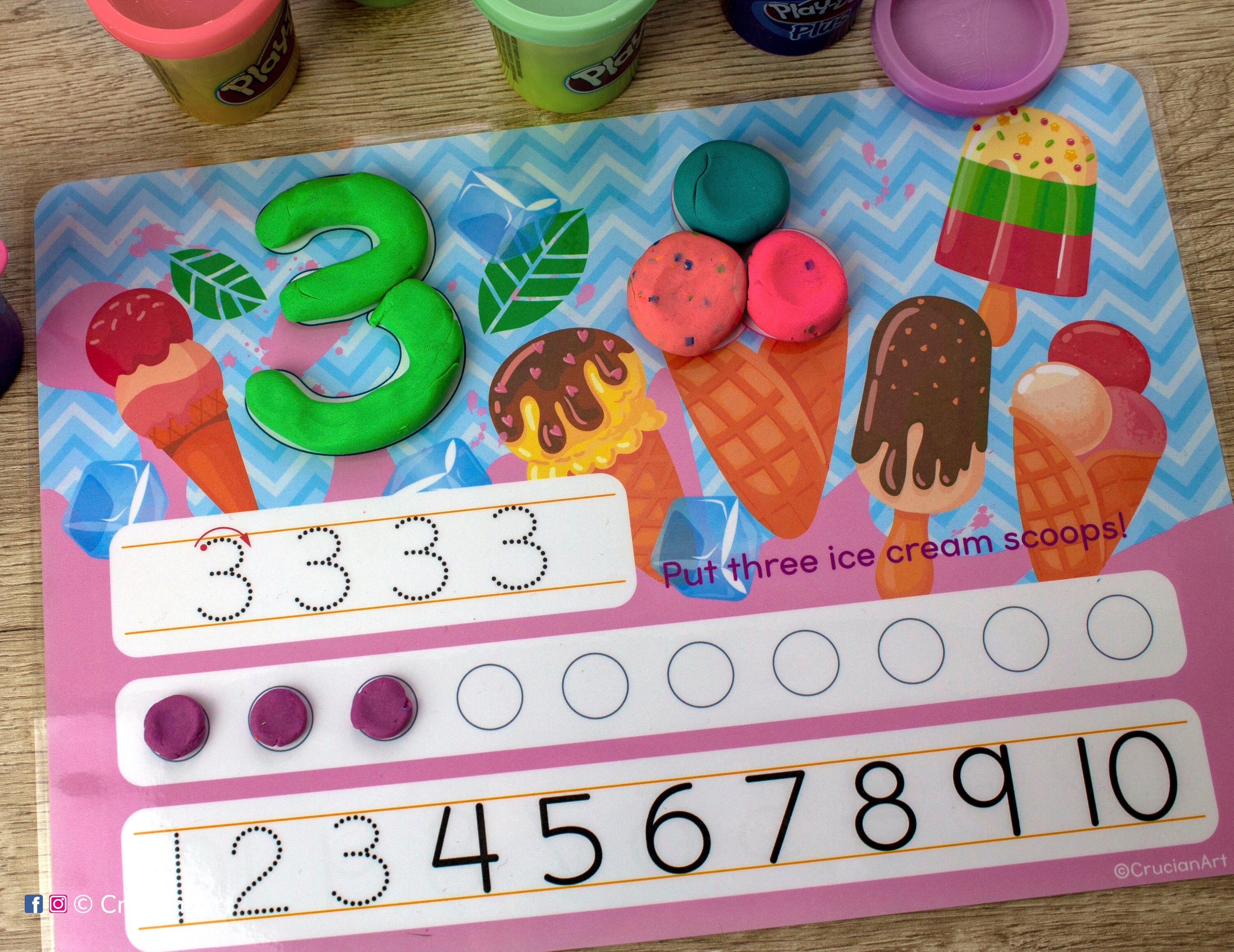 Numbers 1-10 Playdough Mats. Printable Play Dough Activity for Toddler ...