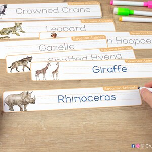Savanna Grassland Animals Tracing Strips: Printable Educational ...