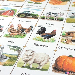 Farm Life Words Learning Flashcards. 3-part Cards Printable Activity ...