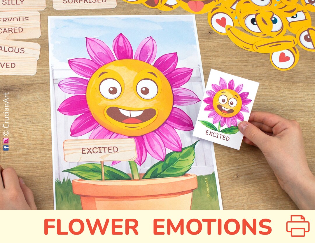 Flower Garden Themed Emotions and Feelings Printable Activity. Toddler ...