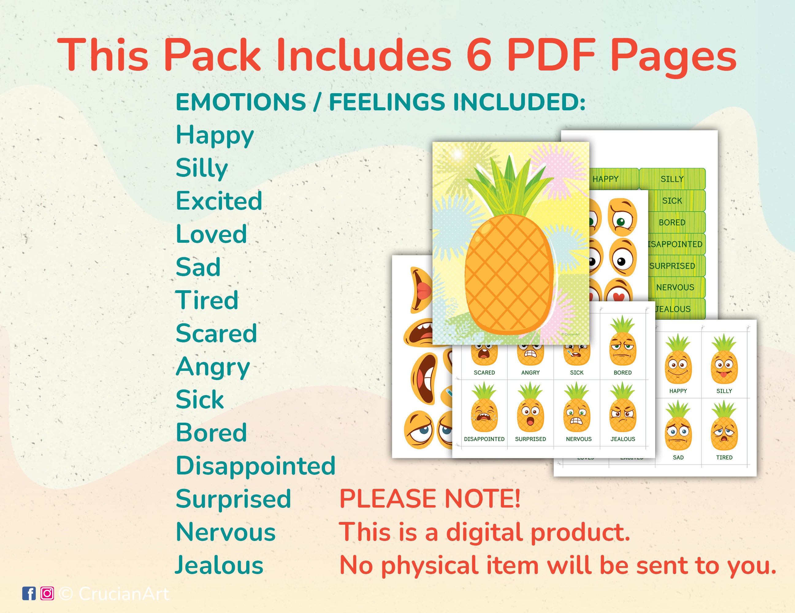 Emotions and Feelings Printable Activity. Pineapple Toddler - Etsy ...