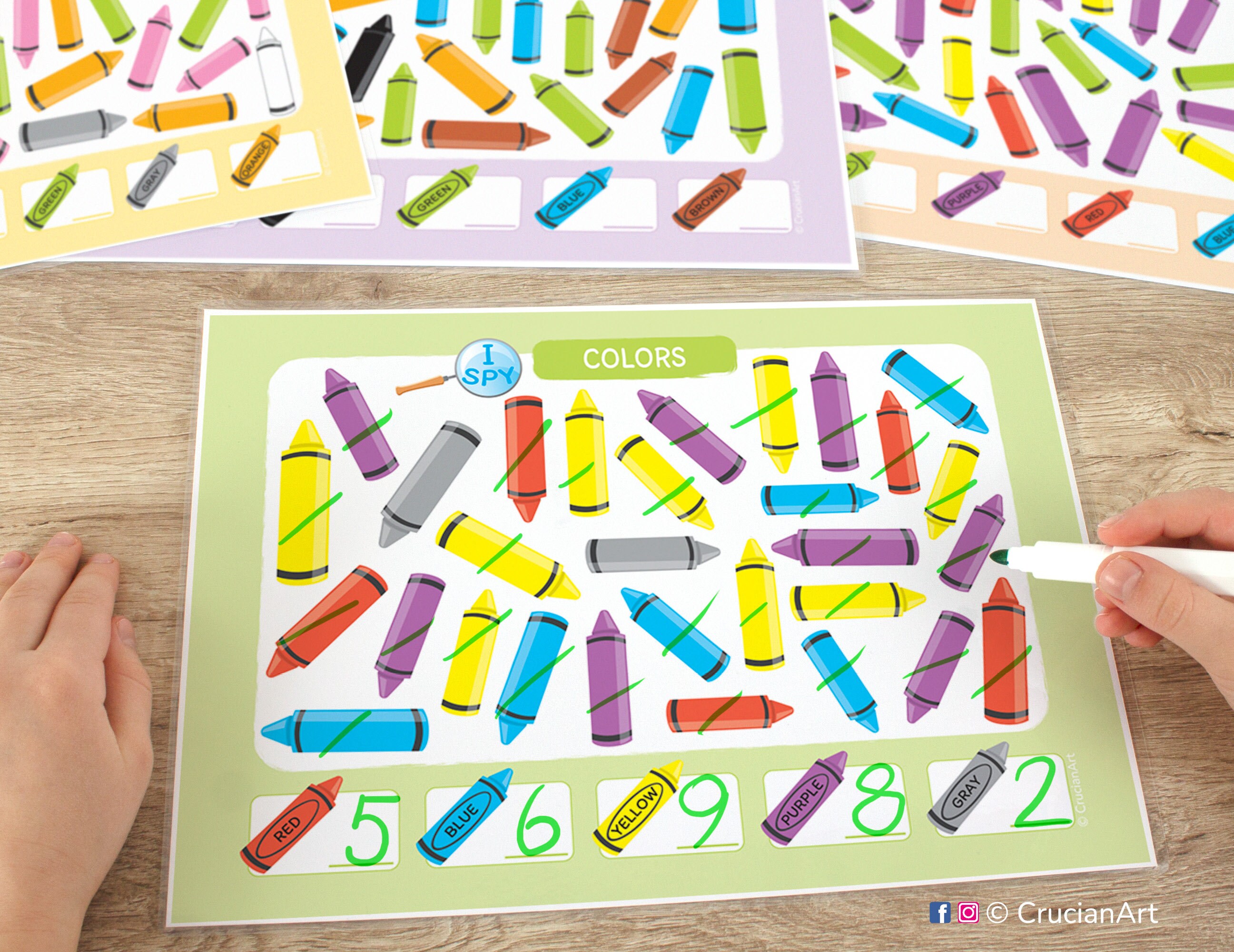 Colors I Spy Counting Activity. Crayons Color Learning - Etsy