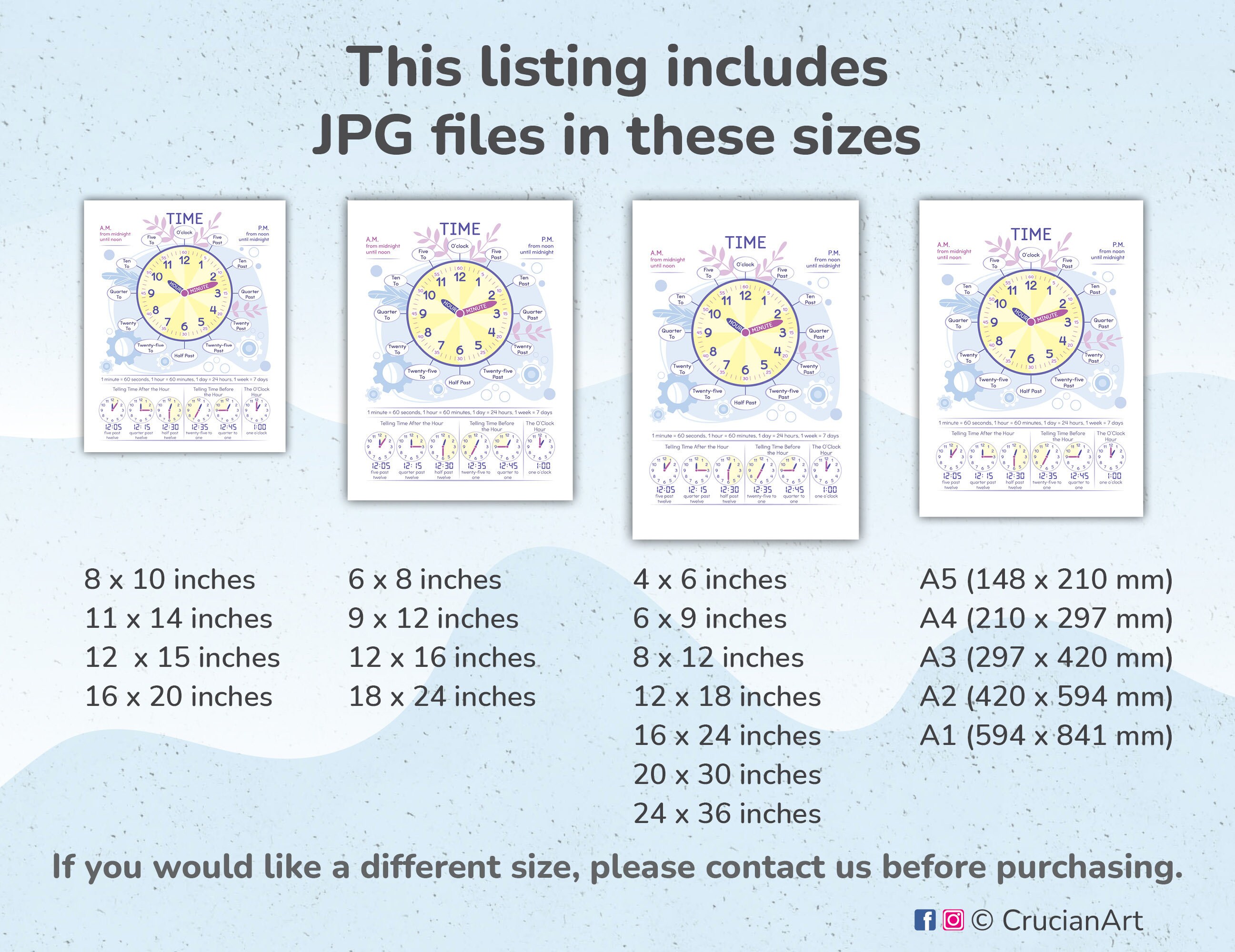 TELLING TIME Educational Poster. Analog Clock Printable - Etsy