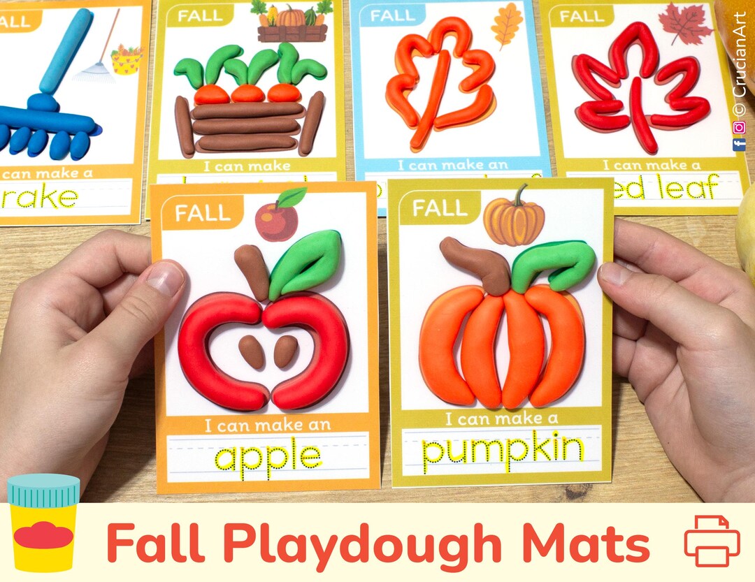 Fall Season Playdough Mats: Autumn Printable Play Dough Mat. Toddler ...