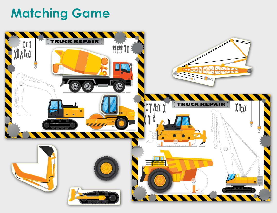 Construction Trucks Anatomy. Printable Busy Book Pages, Pre-k ...
