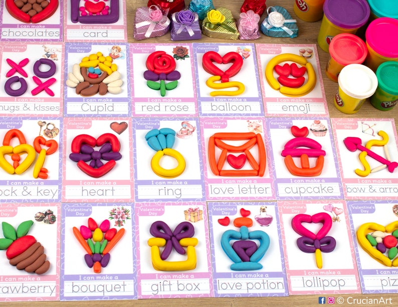 Valentine's Day Playdough Mats. Printable Play Dough Activity ...