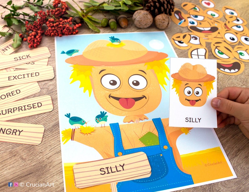 Scarecrow Emotions and Feelings Fall Printable Activity. - Etsy