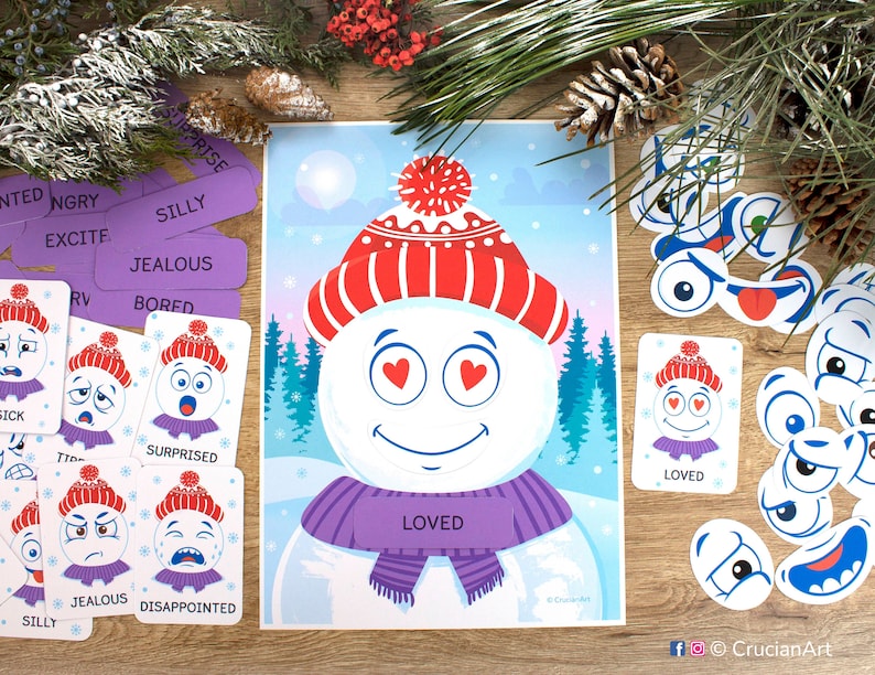 SNOWMAN Emotions and Feelings. Winter Printable Activity for - Etsy
