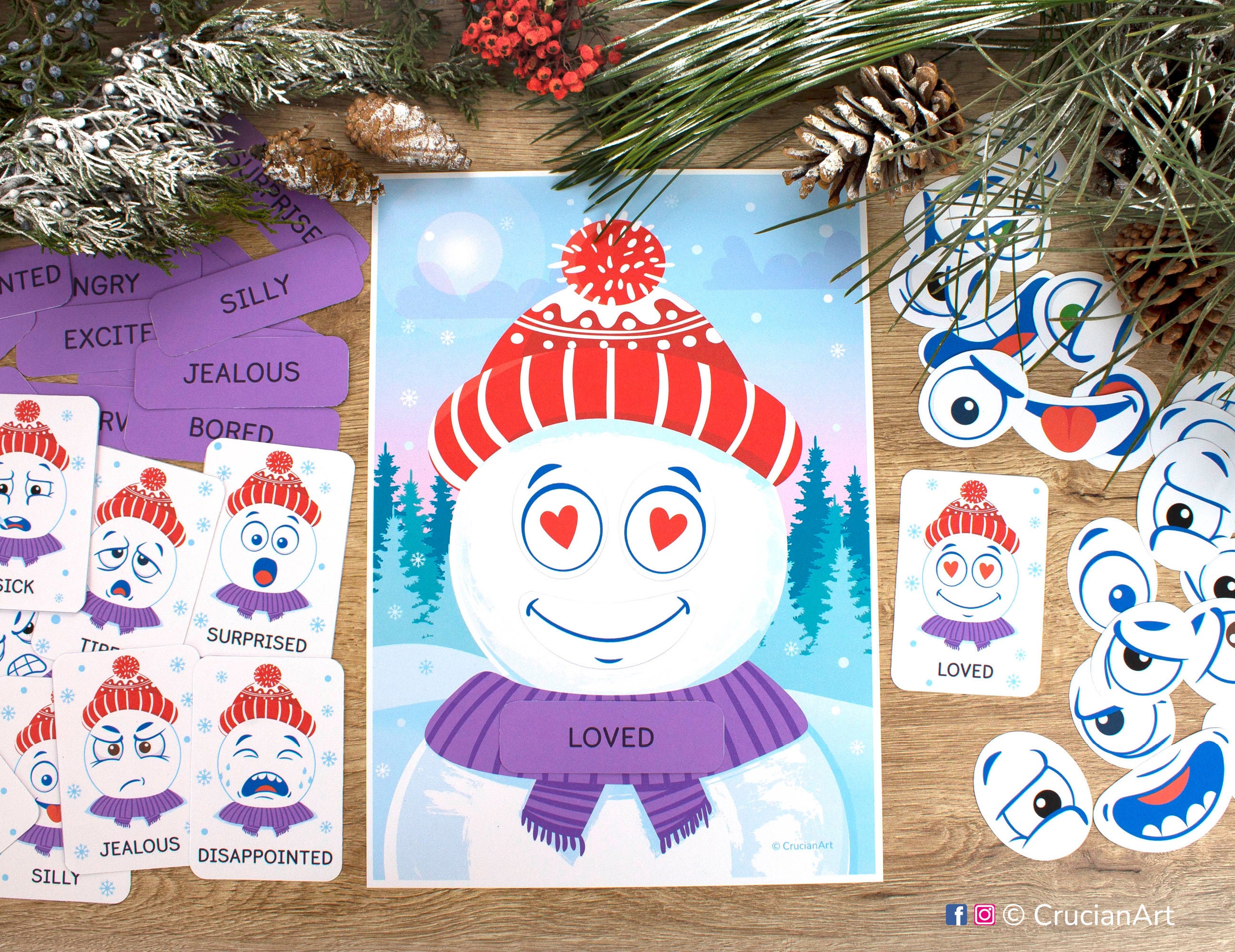 SNOWMAN Emotions and Feelings. Winter Printable Activity for - Etsy