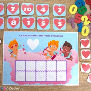 VALENTINE'S DAY Early Math Activitiy. Ten Frames Counting Activities ...