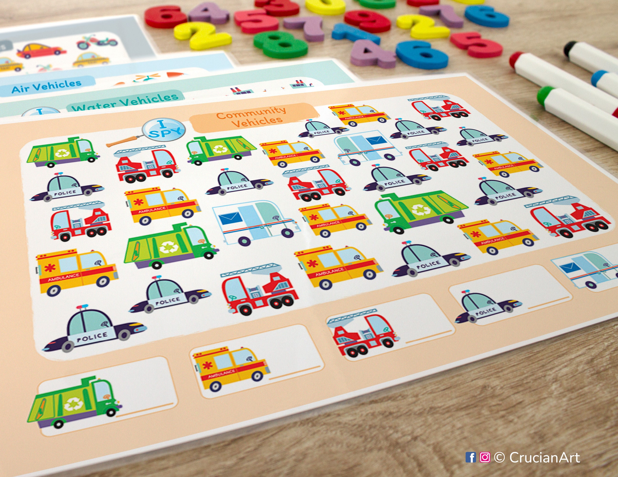 Vehicles Count to 10 Printable Activity. Land Water Air - Etsy