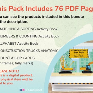 Construction Trucks and Vehicles Busy Book Bundle: Printable Toddler ...