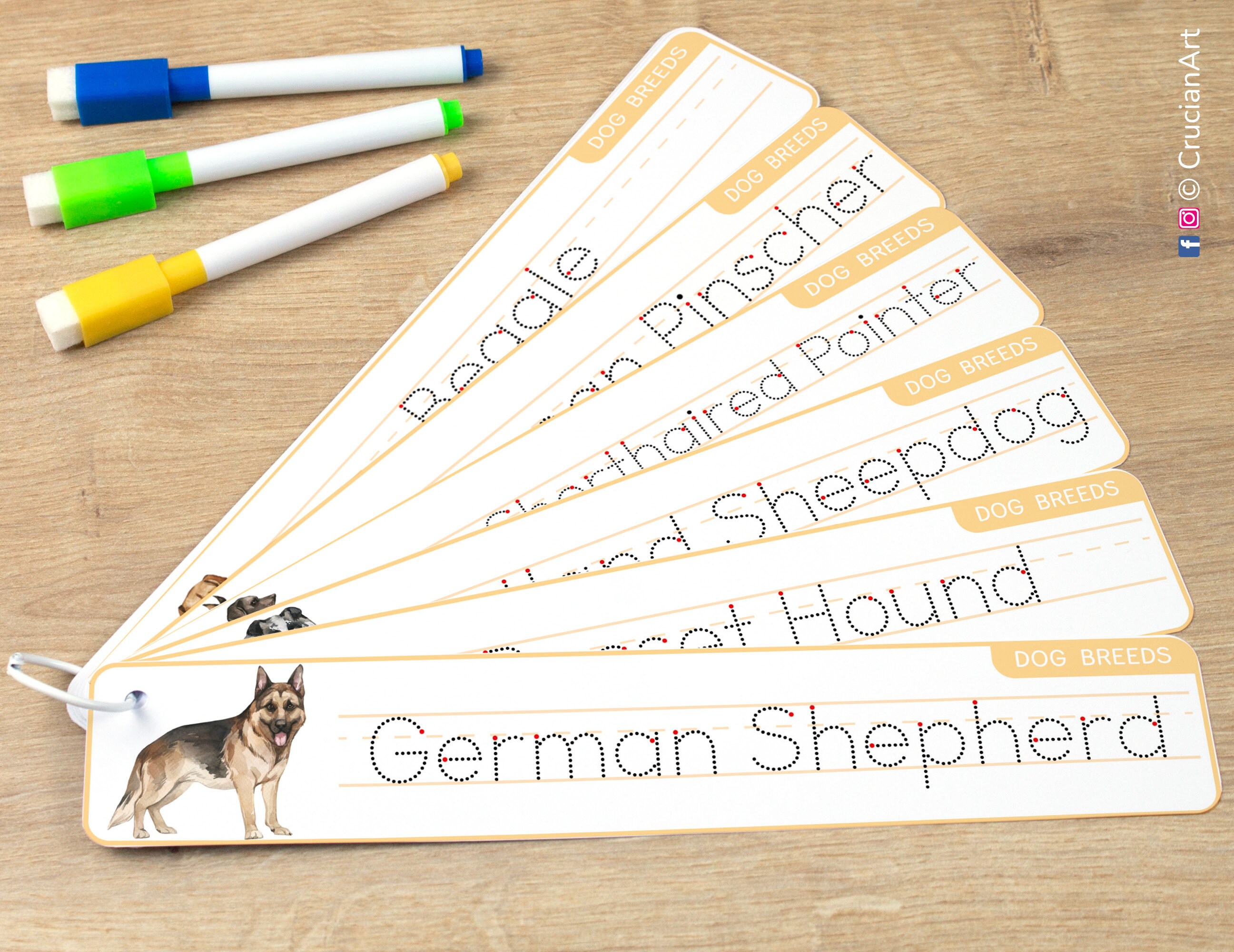 Dog Breed Tracing Strips: Printable Educational Activities, Preschool ...