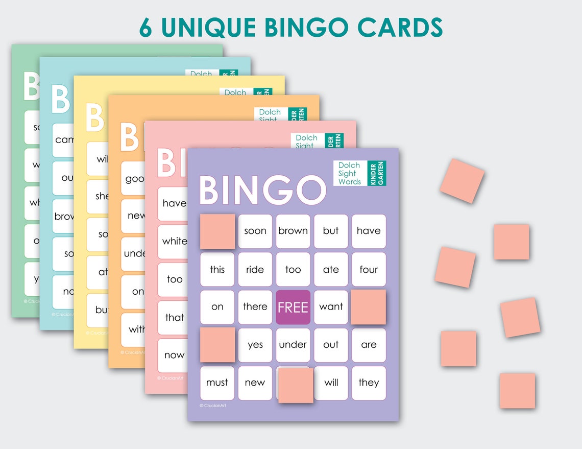 Kindergarten Dolch Sight Words. Printable Primer Sight Word Bingo ...