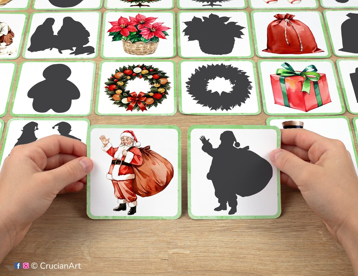Christmas Shadow Matching Activity: Printable Match Cards for Toddlers ...