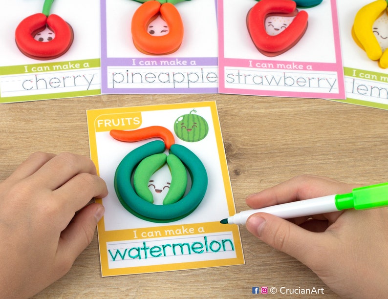 Fruits Playdough Mats. Printable Toddler, Preschool Educational ...