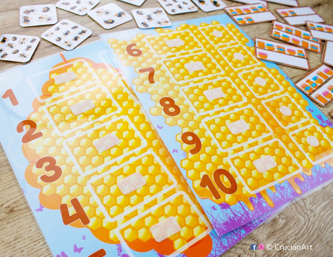 Honeybee Number 1-10 Match Printable Worksheet. Honey Bee - Etsy
