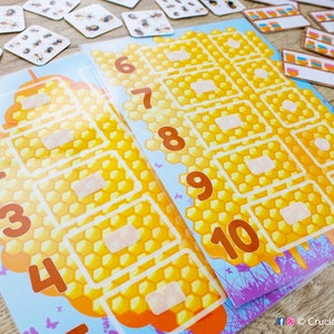 Honeybee Number 1-10 Match Printable Worksheet. Honey Bee Toddler and ...