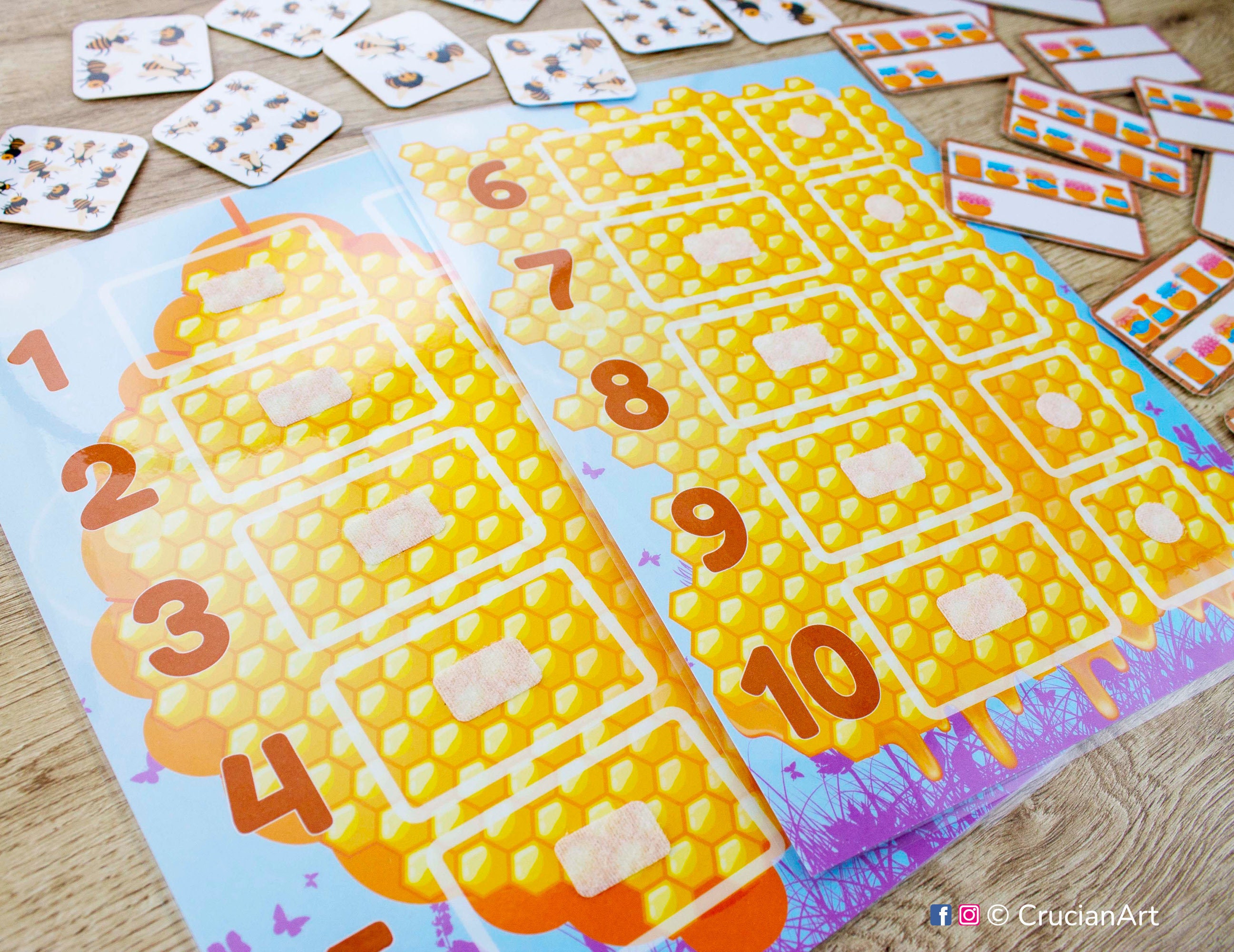 Honeybee Number 1-10 Match Printable Worksheet. Honey Bee - Etsy